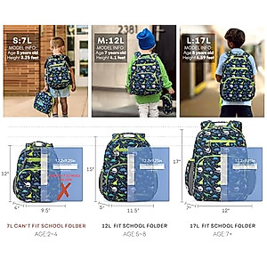 mibasies Boys Backpack for Elementary School, Backpack for Boys 5-8, Lightweight Kids Backpacks for Boys（Galaxy Dinosaur）