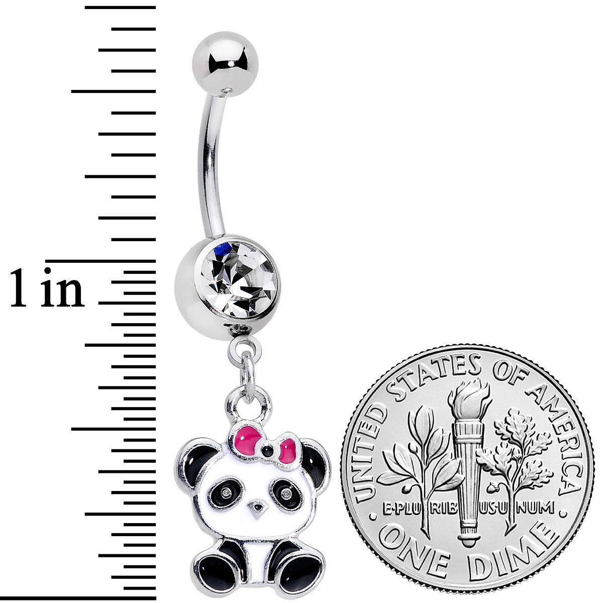 Body Candy Womens 14G 316L Stainless Steel Navel Ring Piercing Cute Panda Bear Dangle Belly Button Ring