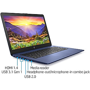 HP Stream 14inch HD(1366x768) Display, Intel Celeron N4000 Dual-Core Processor, 4GB RAM, 32GB eMMC, HDMI, WiFi, Webcam, Bluetooth, Win10 S, Royal Blue, 14-cb161wm (Renewed)