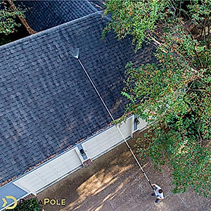 DocaPole Roof Rake Extension Pole Attachment - Adjustable Roof Rake Attachment for Cleaning Leaves, Sticks and Debris - Standard Acme Threading - Dual-Use Yard Rake for Lawn (Pole Sold Separately)