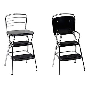 COSCO 11140CBB1E Stylaire Chair and Step Stool, Black