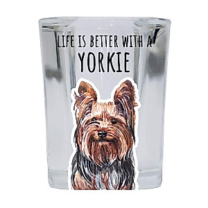 R and R Imports I Love My Yorkie Yorkshire Terrier 2 Ounce Square Base Liquor Shot Glass