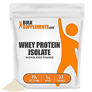 BULKSUPPLEMENTS.COM Hydrolyzed Whey Protein Isolate - Whey Isolate Protein Powder - Hydro Whey Protein - 100% Whey Protein Powder - Protein Powder for Muscle Gain (1 Kilogram - 2.2 lbs)