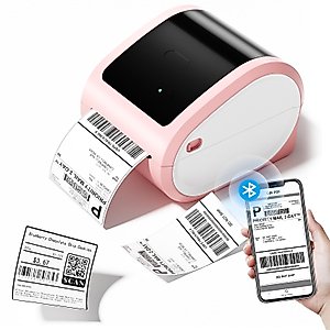 COLORWING Thermal Shipping Label Printer,D520 Bluetooth Thermal Label Printer for Small Business 4x6, Wireless Label Printer with A Label Bin Compatible with USPS,Amazon,Ebay,Etsy,Etc.(Pink)