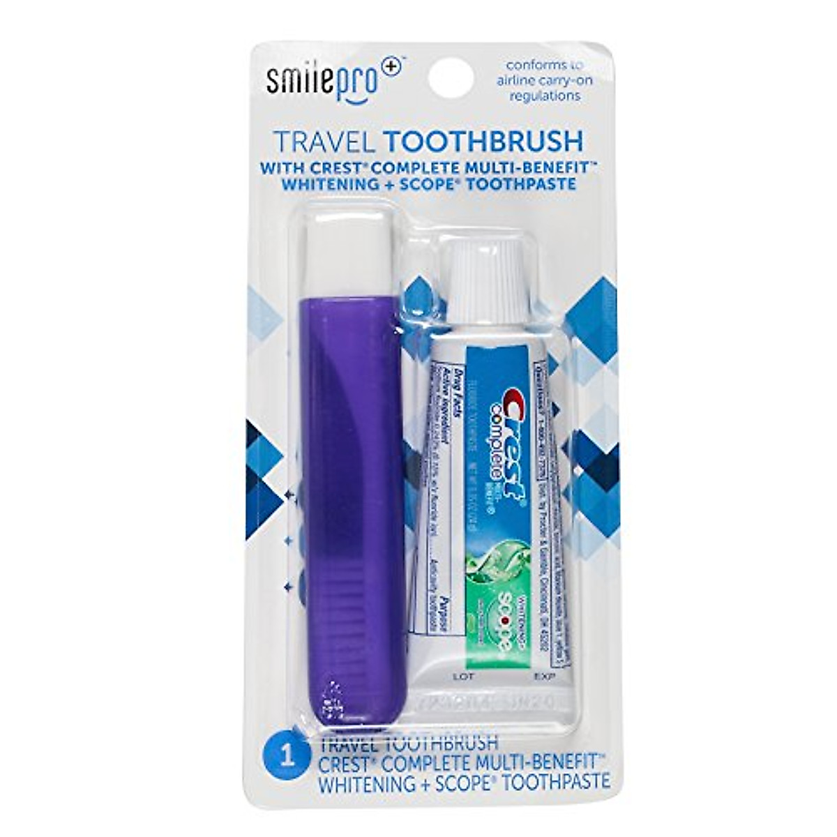Dental Source Travel Toothbrush and Crest Toothpaste Kit, 3-pack