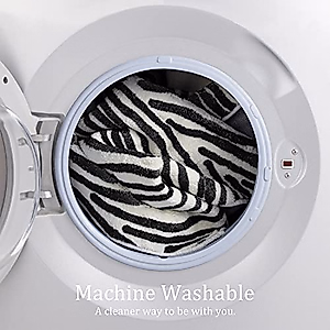 YIHOUSE 6×9 Ft Area Rugs Non-Shedding Washable Rug, Bedroom Living Room Dining Room Office Soft Nonslip Modern Rugs Faux Wool Collection Carpet Indoor/Outdoor Rugs-Black and White Rug