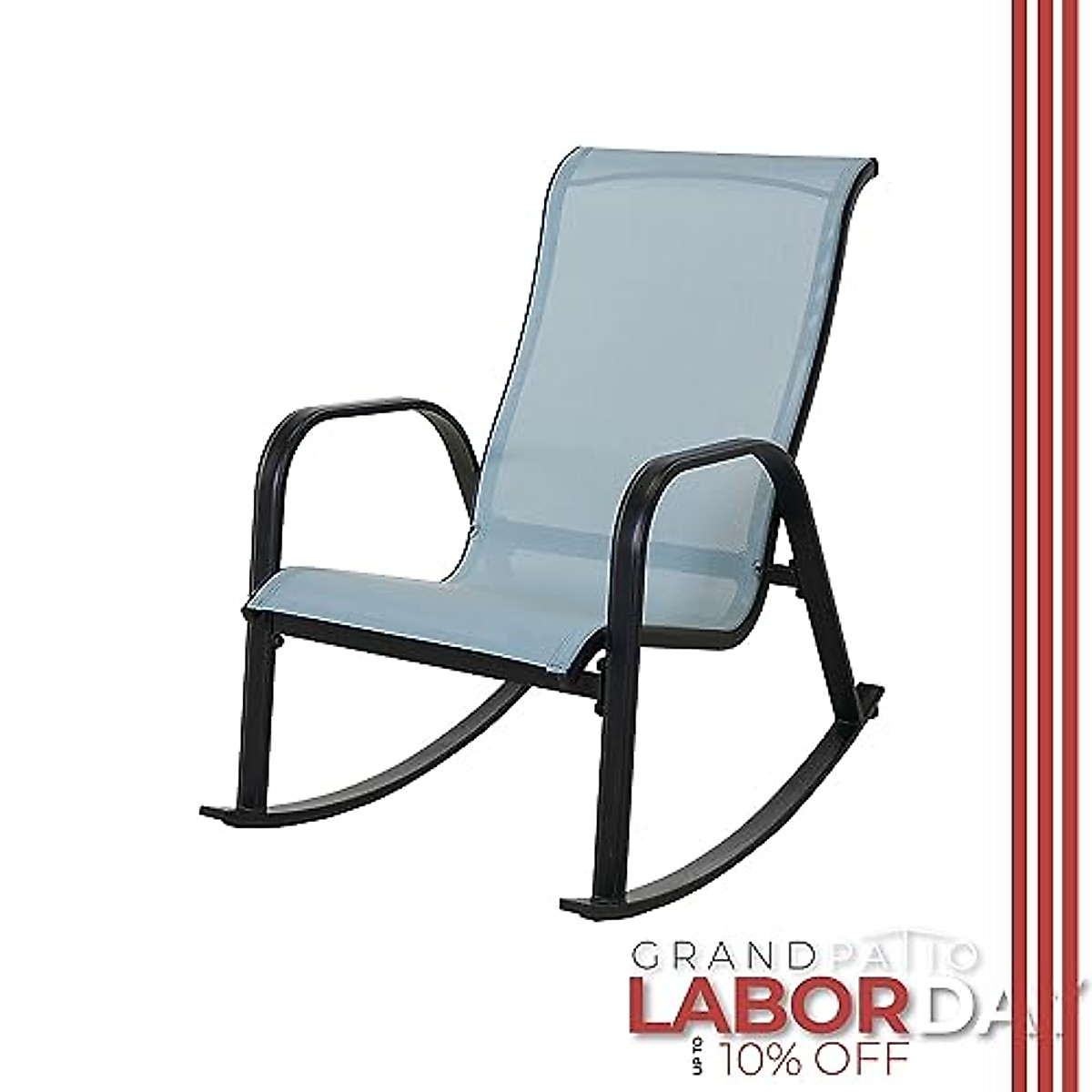 Grand patio Outdoor Mesh Sling Rocking Chair, Steel Rocker Seating Outside for Front Porch, Garden, Patio, Backyard (Blue 1PC)