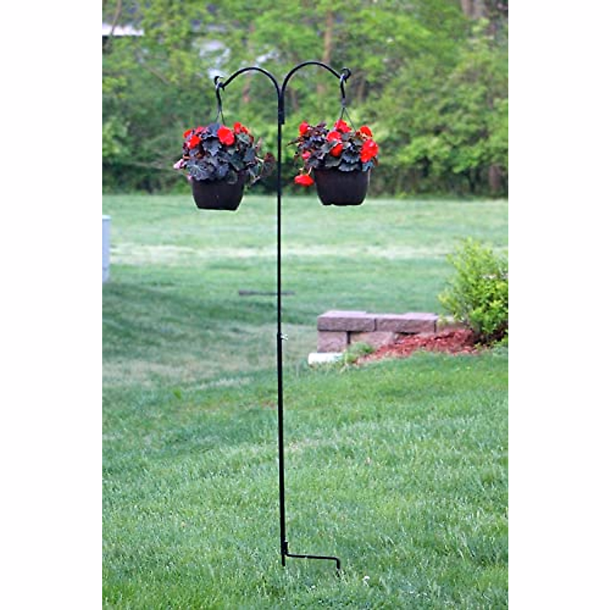 Ashman Black Shepherd Hook 65 Inch (2 Pack), 12MM Thick, Super Strong, Rust Resistant Steel Hook Ideal to use for at Hanging Wind Chimes, Hanging Plant Basket, Solar Light, Bird Feeder and More.