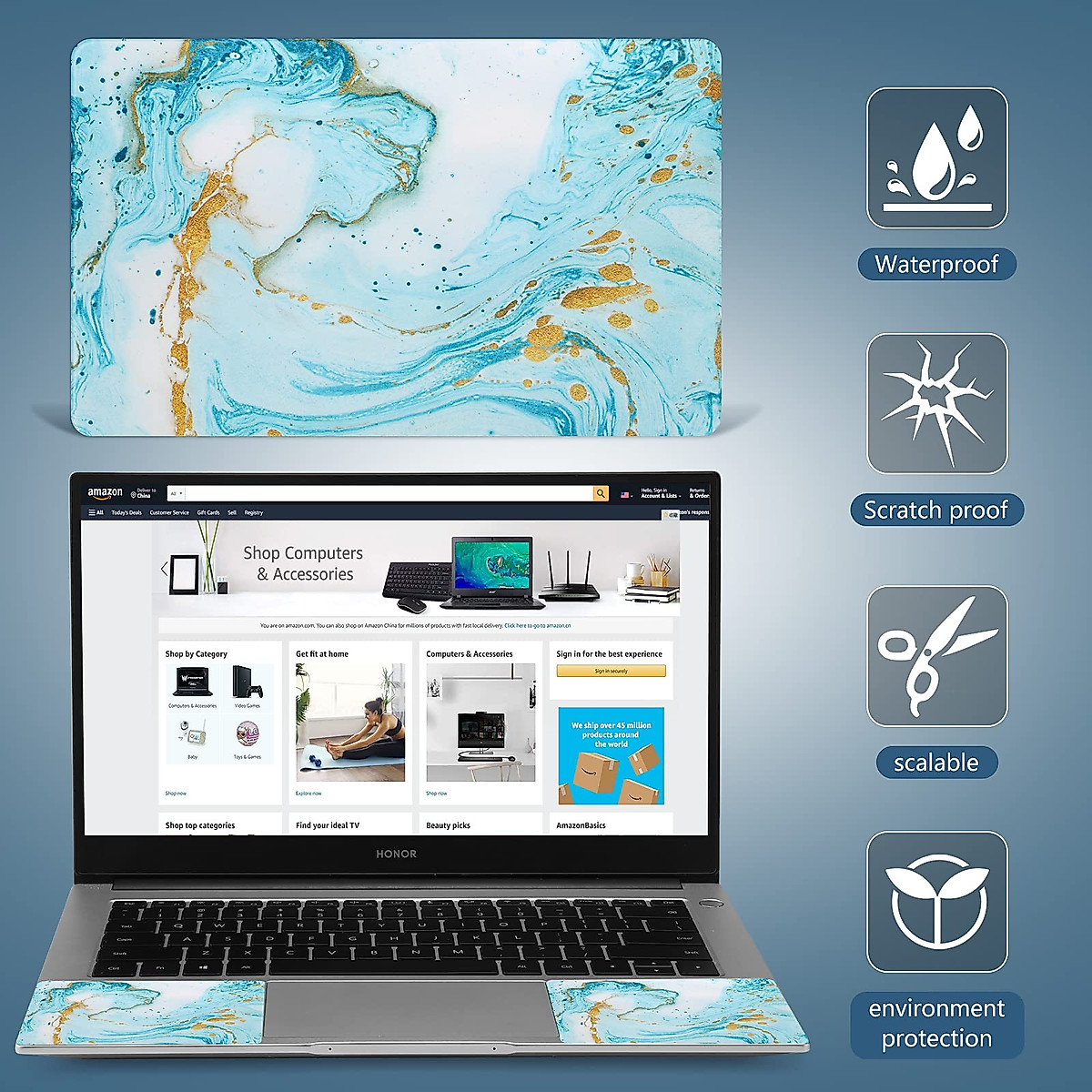 Vast Ocean Laptop Skin Sticker 15.6 Inches Personalized Universal 12.1 13 13.3 14 15 15.4 Inches Netbook Skin Sticker Reusable Notebook PC Art Protector by AORTDES