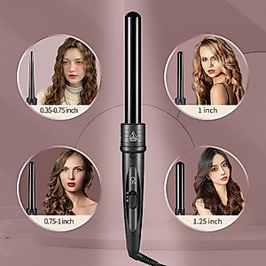 5 In 1 Curling Wand Set, Curling Iron Interchangeable Ceramic Barrels (0.35-1.25 Inch), Heating Hair Curler Kit with Protective Glove & 2 Clips Ceramic Coated for All Hair Types, Gift for Girls, Women