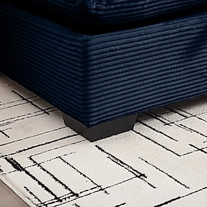 Eafurn Deep Seat Oversized Corduroy Loveseat Modular Sectional Sofa Convertible Corner Couch Bed with Movable Ottoman & Storage, L Shaped Sleeper Lounge Sofa&Couches for Living Room Office