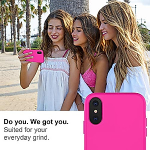 DEENAKIN iPhone Xs Max Case with Screen Protector,Soft Flexible Silicone Gel Rubber Bumper Cover,Slim Fit Shockproof Protective Phone Case for iPhone Xs Max Hot Pink