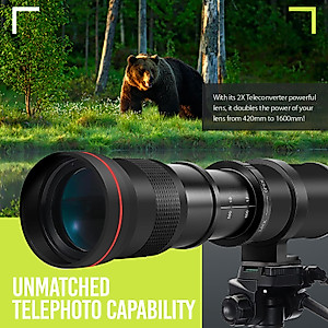High-Power 420-1600mm f/8.3 HD Manual Telephoto Zoom Lens for Canon T1i T2i T3 T3i T4 T4i T5 T5i T6 T6i T6s T7 T7i T7s T8i EOS 1D 5D 6D 7D 30D 40D 50D 60D 70D 80D 90D XS XSI SL3 SL2 SL1