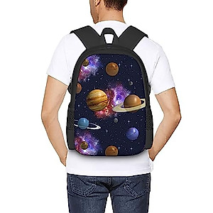 WZOMT Unisex Space Planet Backpack Funny Solar System Blue Purple Galaxy Daypack Lightweight Travel Bags Elementary Middle College School Backpacks for Teen Boys Girls Mens Women Large 17"