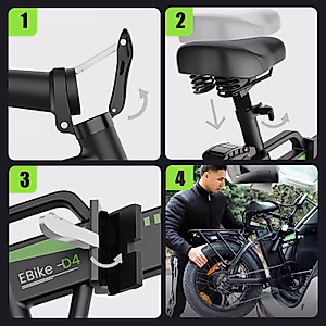 isinwheel D4 Electric Bike Adults with Peak 750W Motor, 20" x 4.0 Fat Tire Foldable Electric Bicycle, 48V 15AH Removable Battery and Dual Suspension System E-Bike for Beach Mountain, Shimano 7-Speed