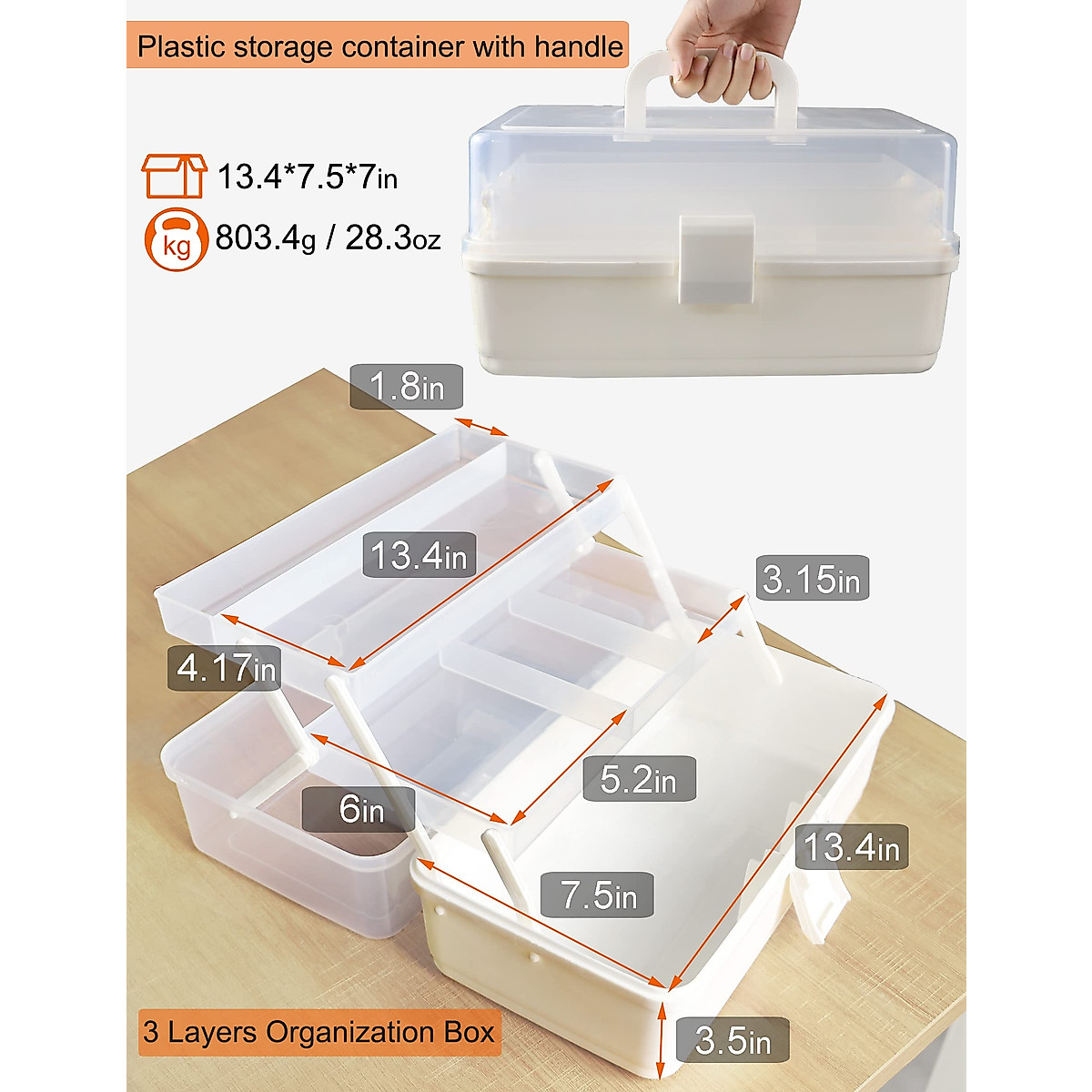 Sjqecyfv Sewing Box Art Craft Organizers Storage Box 3 Layer Tackle Box Organizer Nail Organizer Tool Box with Handle