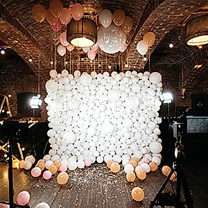 White Balloons - 50-Pcs Set Pearl White Balloons with Gold Ribbon – 12-Inch Large White Balloons for Bridal Shower, Wedding, Baby Shower, Party - White Latex Balloons