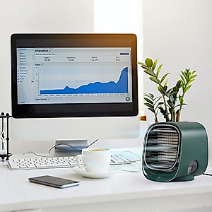 Fit Choice 3-IN-1 Portable Air Conditioner, 500 ML Evaporative Air Conditioner Humidifier Recharge USB , Air Conditioner Portable Personal Air Cooler Desktop Small Fan The Office, 3-Speed Mode (Green)