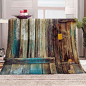 NARBOR Soft Fleece Throw Blanket - Fluffy Microfiber Solid Blankets for Bed and Couch Double/Single Size - 59X79Inch Wooden Door Print Printed Flannel Blanket for Bed, Couch and Sofa