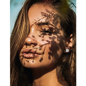 Ofeiyaa 7 Pairs Magnetic Stud Earring Stainless Steel CZ Clip On Earring Non- Piercing Huggie Chain Pendant Earring Feather Hinged Hoop Earrings Set For Women Men Silver Tone.