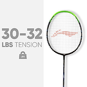 Li-Ning G-Force Superlite 3500 Carbon-Fiber Strung Badminton Racquet with Free Full Cover (Black/Green)