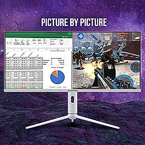 Sceptre IPS 34" White UltraWide Monitor 3440 x 1440p HDR400 1ms up to 144Hz 95% DCI-P3 PIP PBP DisplayPort HDMI USB-C Height Adjustable (E345B-QUN168W)