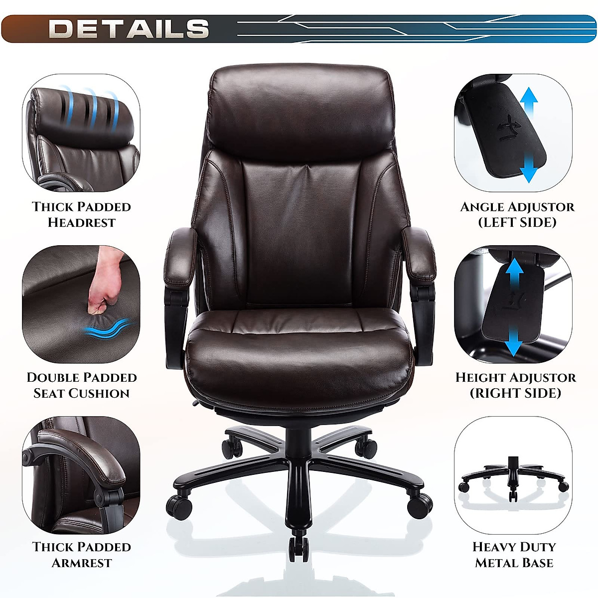 COLAMY Big and Tall Office Chair with Footrest 400lbs, Heavy Duty High Back Ergonomic Home Office Computer Chair - Thick Bonded Executive Chair with Wide Seat for Adult Work and Study, Black