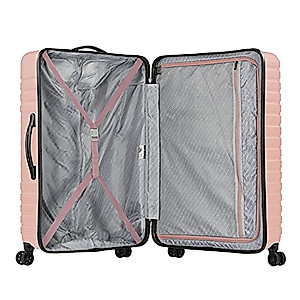 U.S. Traveler Boren Polycarbonate Hardside Rugged Travel Suitcase Luggage with 8 Spinner Wheels, Aluminum Handle, Pink, 2-Piece Set, USB Port in Carry-On