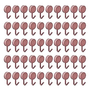 Xiaoyztan 50 Pcs Adhesive Wall Mount Small Hooks Decoative Cute Round Base Plastic Hooks for Keys Earpods Handkerchieves Caps Hats (Dark Pink)