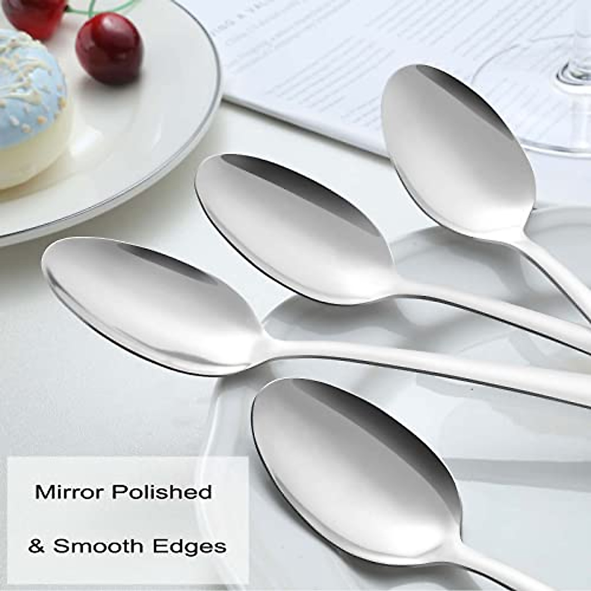 36 Pieces Dinner Spoons Set (7.4 inch), Pleafind Spoons Silverware, Stainless Steel Spoon, Silver Spoons, Mirror Polished Tablespoon, Silverware Spoons for Home, Kitchen, Restaurant, Dishwasher Safe
