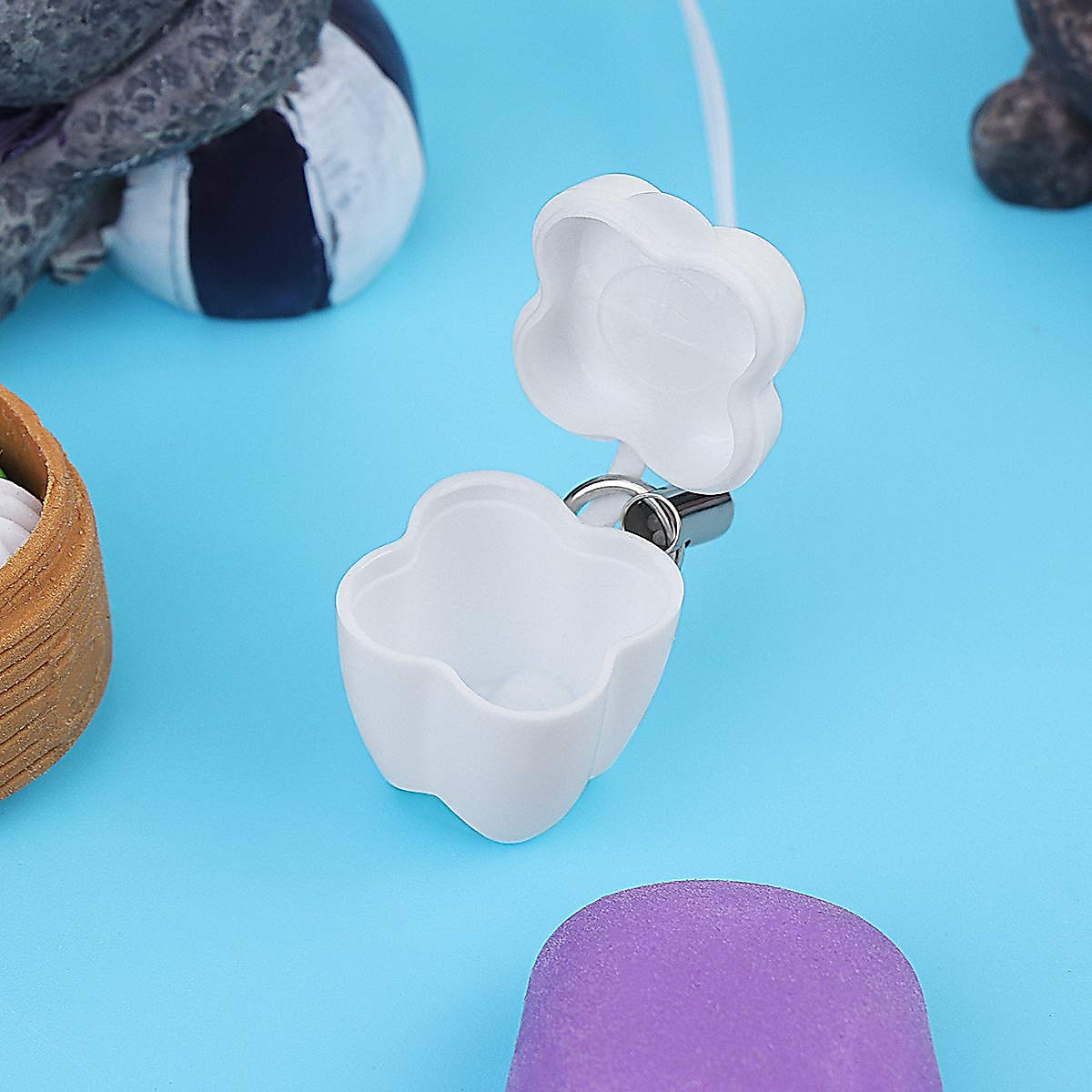 OUNONA 10pcs Baby Tooth Save Box Baby Child Tooth Keepsake Holder Organizer (White)