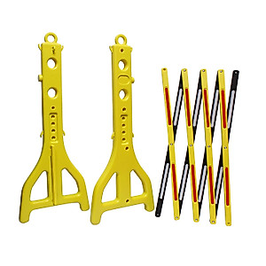 BISupply Folding Barricade – 8 Ft Portable Road Safety Barriers with Reflectors, Construction Barricade Safety Fence