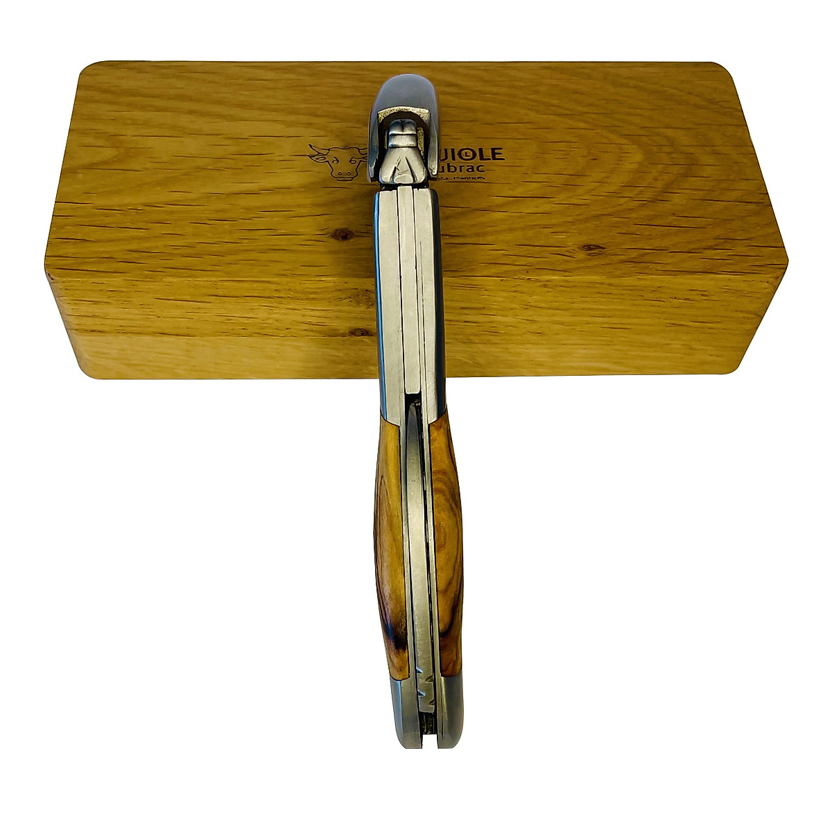 Laguiole En Aubrac Sommelier Waiter's Corkscrew, Olivewood Handle, Wine Opener With Foil Cutter & Bottle Opener, Brushed Bolster