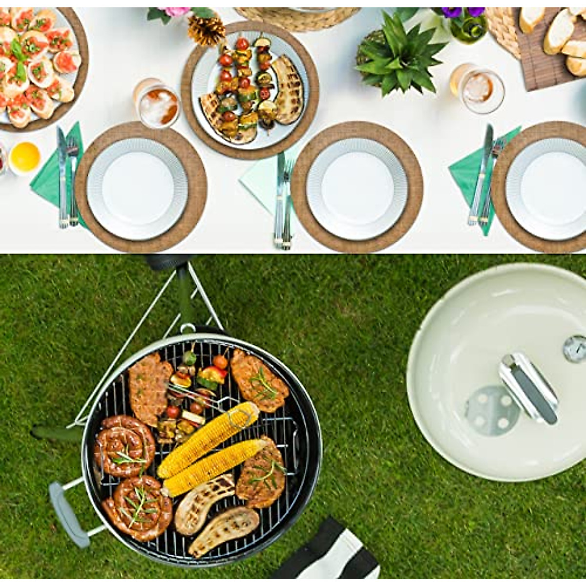 Gift Boutique 24 Disposable Burlap Round Charger Plates 13" Rustic Burlap Print Dinner Serving Tray Paper Cardboard Platter for Table Place Setting Wedding Decoration