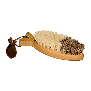Redecker Tampico and Union Fiber Vegetable Brush with Oiled Beechwood Handle, Dual-Sided Brush Head with Hard and Soft Bristles, 6 inches, Made in Germany