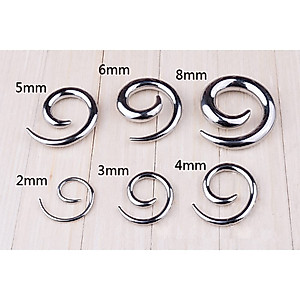 NewZenro 2Pcs Stainless Steel Surgical Ear Spiral Tapers Plugs Tunnels Expander Gauges Snail Twist Earrings Stretching Body Piercings Jewelry (4g(5mm))