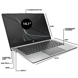 Gateway 14.1" Ultra Slim Notebook, FHD Touchscreen, Intel Core i5-1235U, 8GB RAM, 512GB SSD, Fingerprint Scanner, Tuned by THX Audio, 2MP Camera, HDMI, Windows 11 Home, Silver+ Accessories