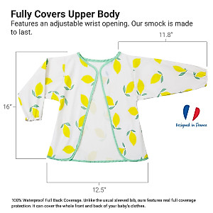 BabyToLove Smart Smock | Waterproof Coverall | Stay Clean, Mom’s Favorite | Mealtime and Activity Coverup | Happy Lemon