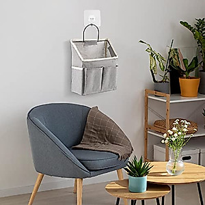 Canvas Door Closet Hanging Storage Basket Bag Pouch for Jewelry,Chargers,Mail,Keys,etc Wide Application Multiple Functions Durable, Grey