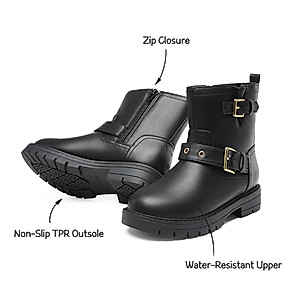 DREAM PAIRS Girls Ankle Booties Waterproof Side Zipper Boots Sdbo2305k Black Size 13 Little Kid