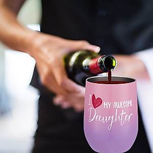 AYANA DREAMS Daughter Wine Coffee Tumbler - Personalized Birthday Graduation Christmas Wedding 21st Gifts from Mom Dad - Proud of You Gifts for Daughter in Law - Gift Ideas 21 Year Old (Pink/Purple)