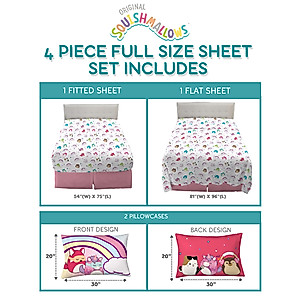 Franco Squishmallows Bedding Super Soft Microfiber Sheet Set,4 pcs, Full