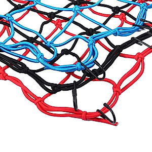 Cargo Net, 30x30cm Motorcycle 6 Adjustable Plastic Hook Hold Down Cargo Web Bungee Cord Packing Mesh Net Gear Luggage Netting with Small Mesh(Black)