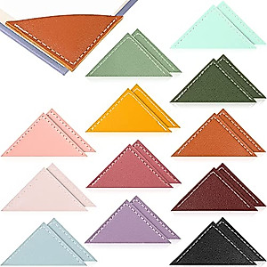 24 Pcs PU Leather Corner Bookmarks for Women Book Lovers Gifts Corner Page Bookmarks Book Accessories for Reading Lover Cute Handmade Book Reading Gift for Book Lovers Triangle Bookmark for Bible Kid