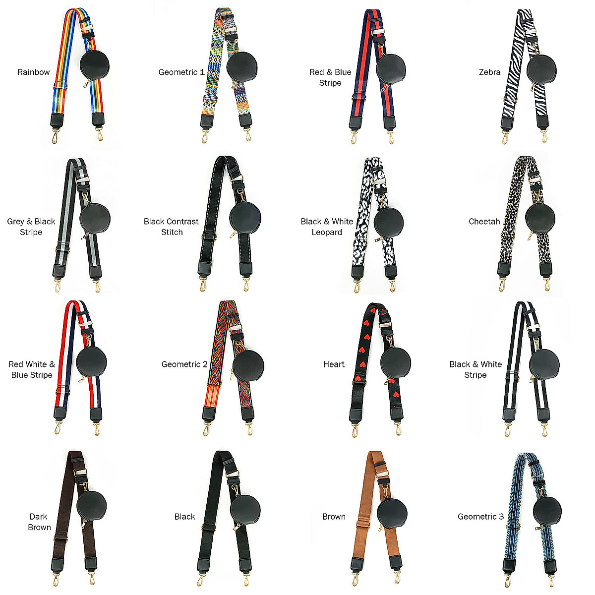 EVVE Wide Replacement Straps for Handbags with Coin Purse - For Over Shoulder Crossbody Bag, Guitar Style, Adjustable Length