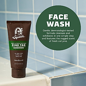 Dr. Squatch Men's Face Wash and Bar Soap Bundle - Exfoliating Face Wash made with Natural Ingredients - Pine Tar Face Wash and Pine Tar Bar Soap, Wood Barrel Bourbon, and Gold Moss