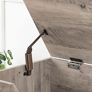 HOOBRO Storage Bench, 29.5” Retro Wooden Storage Chest with U-Shaped Cut-Out Pull, Safety Hinge, Supports 220 lb and Easy Assembly for Toy Box Organizer (Greige) BG77CW01