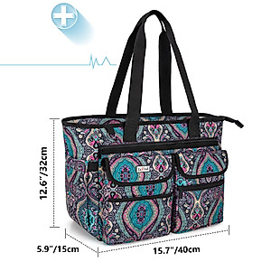 LoDrid Nurse Tote Bag with Bottom Padded Pad, Nurse Bags and Totes for Work, with Separated Storage Laptop Layer (up to 15.6 Inch), Nurse Bag with Large Compartment, Totem, Bag Only