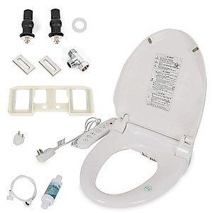 BJTDLLX Elongated Smart Toilet Seat, 110V Electric Automatic deodorization Bidet Toilet Seat 4-step Adjustment IPX4 Water Proofing with 2 Self-cleaning Nozzle & Air Dryer & Heated Seat (0.55L White)