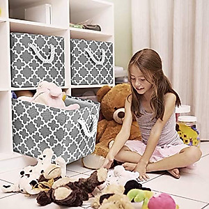 WISELIFE Storage Basket [3-Pack] Large Collapsible Storage Bins Boxes Cubes for Clothes Toys Books, Perfect Storage Organizer w/Handles (Grey,15" x 11" x 9.5")